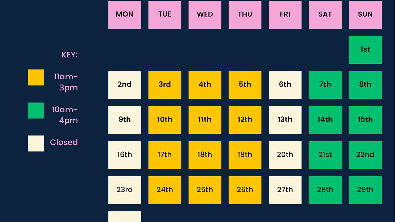 Showtown | Opening Times